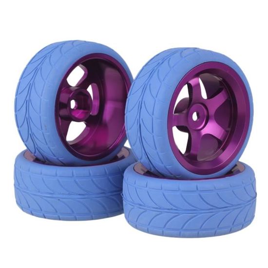4x Violet Alliage 5 Rayons Jante De La Roue Flèche Pneu En Caoutchouc ...