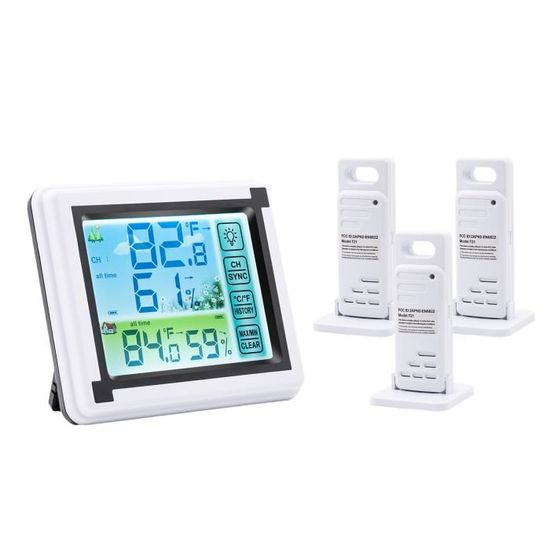Station météo sans fil avec 3 capteurs extérieurs et écran tactile couleur - Cdiscount TV Son Photo