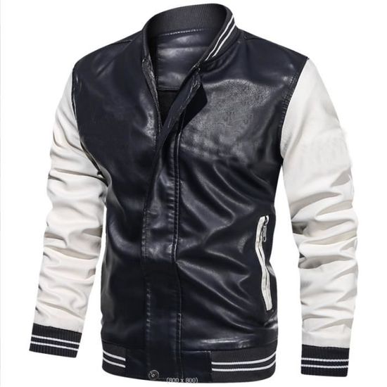 Blouson Homme Vest Casual Cuir PU Baseball Blouson Avec Doublure ...