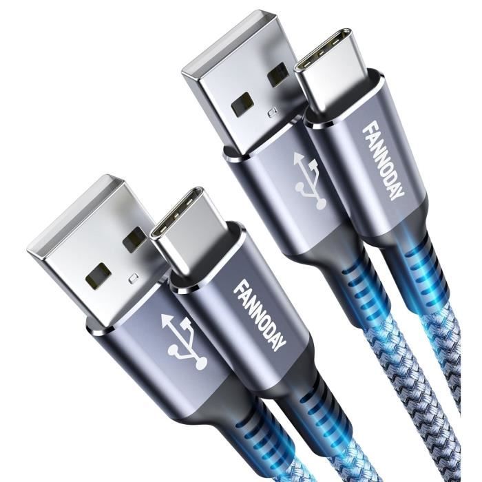 Lot de 2 câbles USB C courts de type C - Charge rapide ...