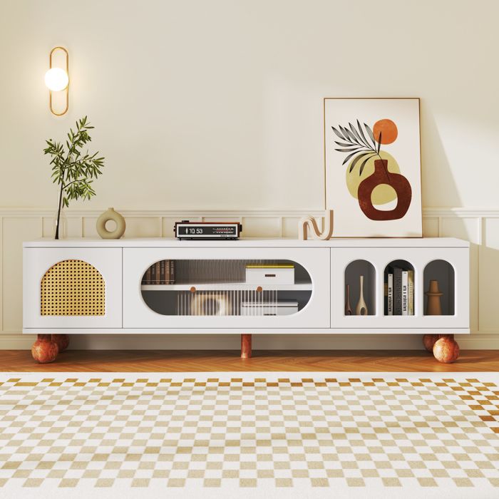 Nouveau mobilier TV Premium sense, meuble TV porte en rotin, porte ...