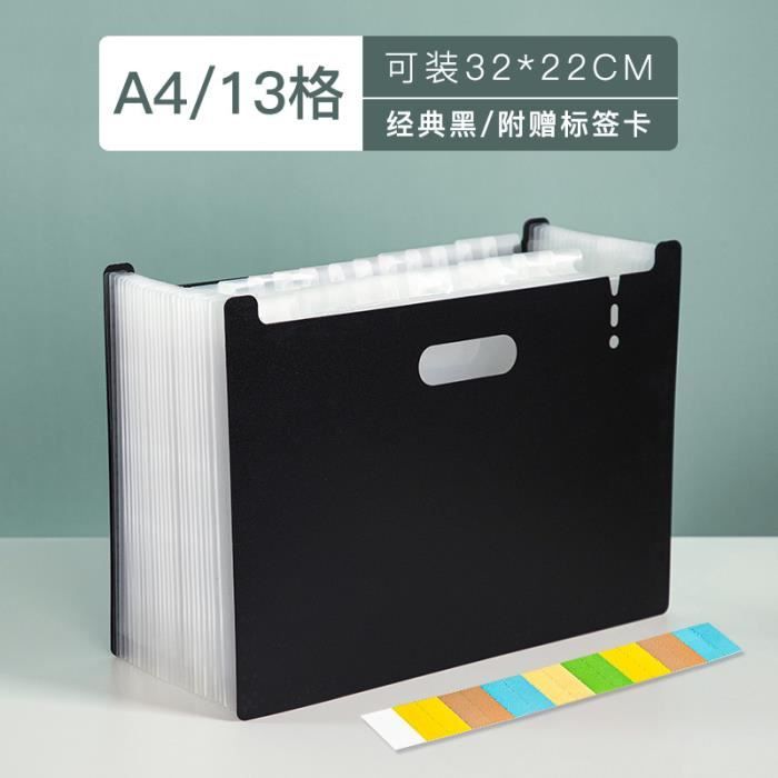 Noir - Mini Classeur Extensible de 13 Poches Format A4, Fournitures de ...