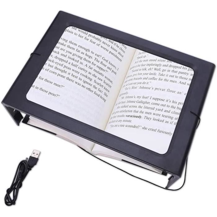 3X Loupe de Lecture Eclairante Pleine Page avec 2 Lampes LED, Grosse Loupe Mains Libres avec ...