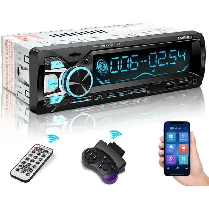 Autoradio Bluetooth, 1 DIN Radio Voiture Récepteur avec Lecteur 2 USB-AUX-SD-FM-TF-MP3.WMA-7 ...