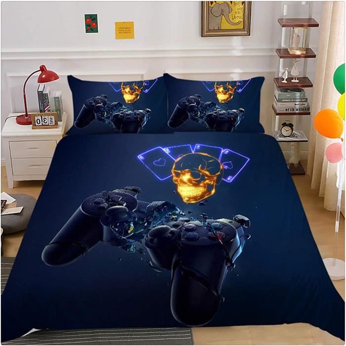 ZHMAO-Parure de Lit Gamer Gamepad 3D Jeux Vidéo Sur le Thème Jeunesse ...