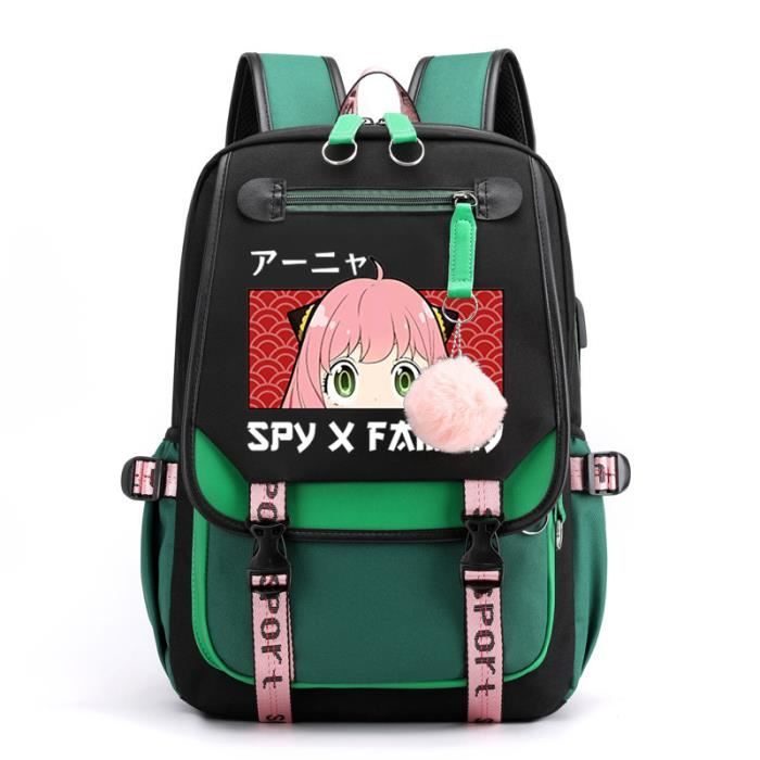 Noir - Spy X Family Anya Forger Backpack Women Comics Cartoon School ...