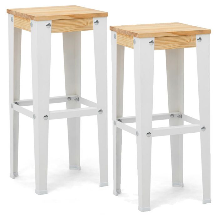 Tabourets LUNDS 32x32x75 BL-NA – Lot x 2 - Cdiscount Maison