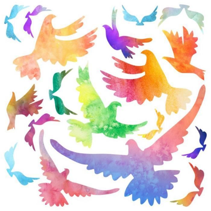 1 ensemble de couleur de l'eau oiseau volant sticker mural porte ...