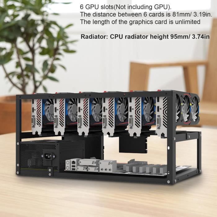 Rack fixe pour cartes graphiques - PWSHYMI - 6GPU - Noir - Installation ...