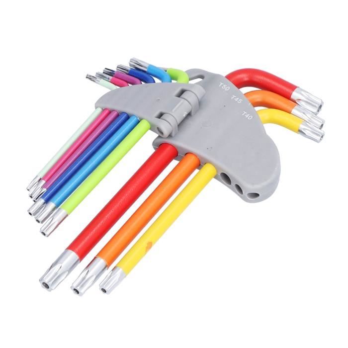 Qiilu kit de clé hexagonale 9 pièces clé hexagonale étoile coloré bras ...