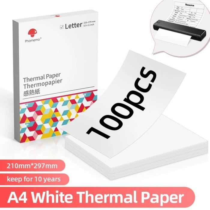 Papier Thermique A4 - RNCYN - Compatible Phomemo M08F - 100 Feuilles ...