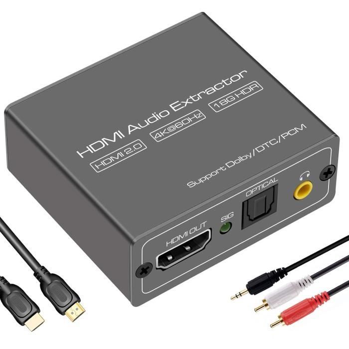 Hdmi Audio Extractor 4K60Hz Extracteur Audio Hdmi Vers Hdmi Optique ...