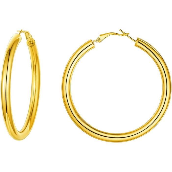 Créoles Or Femme Torsadé Boucle D'Oreille Argenté Acier Inoxydable Clou ...