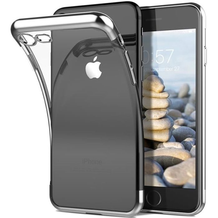 Coque iphone 7 SMARTLEGEND Silicone Souple Anti Choc Transparent Argent ...