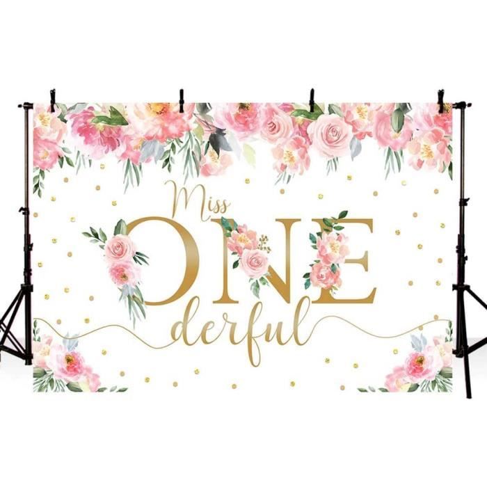 MEHOFOND 2,1 x 1,5 m Fleurs Roses Fille 1er Anniire Toile de Fond ...