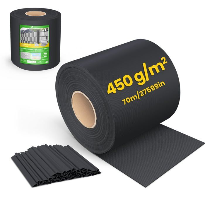 VOUNOT® Brise vue occultant PVC 450g/m2 19cm x 70m Noir - Cdiscount Jardin