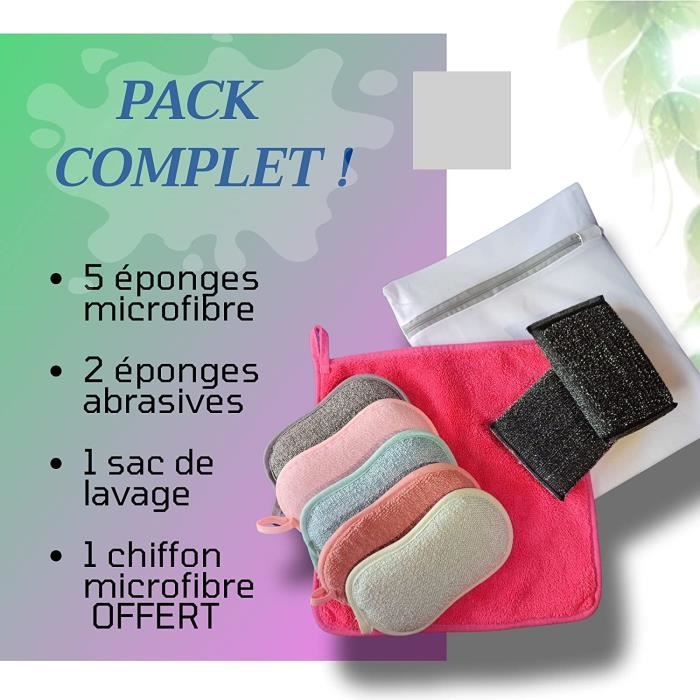 Eponges reutilisable , lavable Microfibre, double face, toute surfaces ...