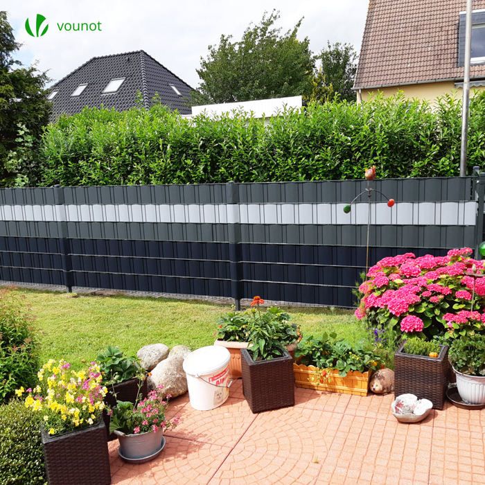 VOUNOT® Brise vue occultant PVC 450g/m2 19cm x 70m Noir - Cdiscount Jardin