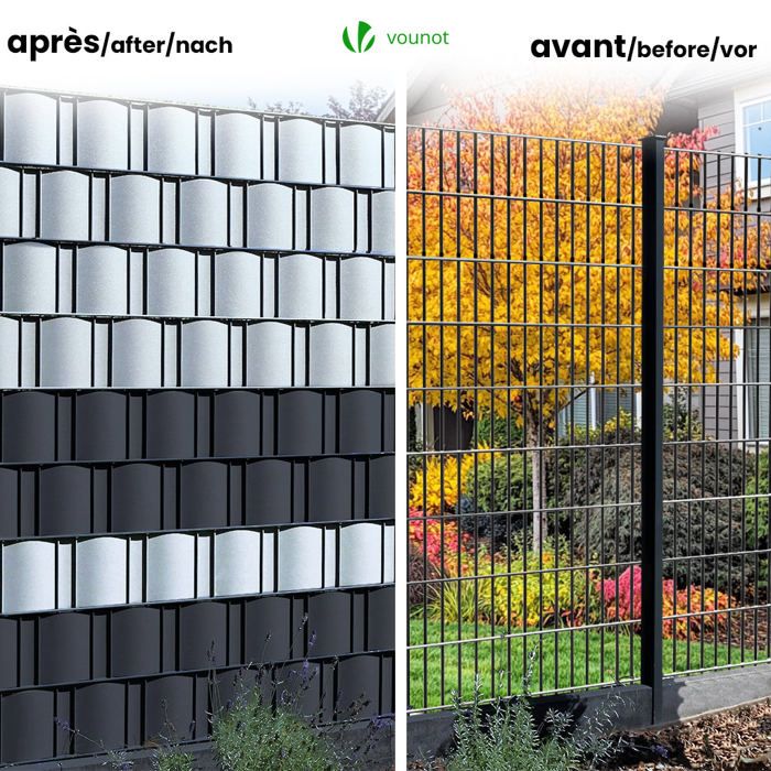 VOUNOT® Brise vue occultant PVC 450g/m2 19cm x 70m Noir - Cdiscount Jardin