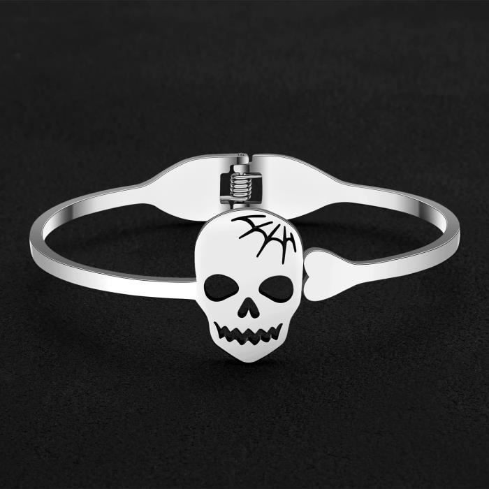 Halloween Tête De Mort Bracelet Cute Acier Inoxydable 18K Skull Bijoux ...