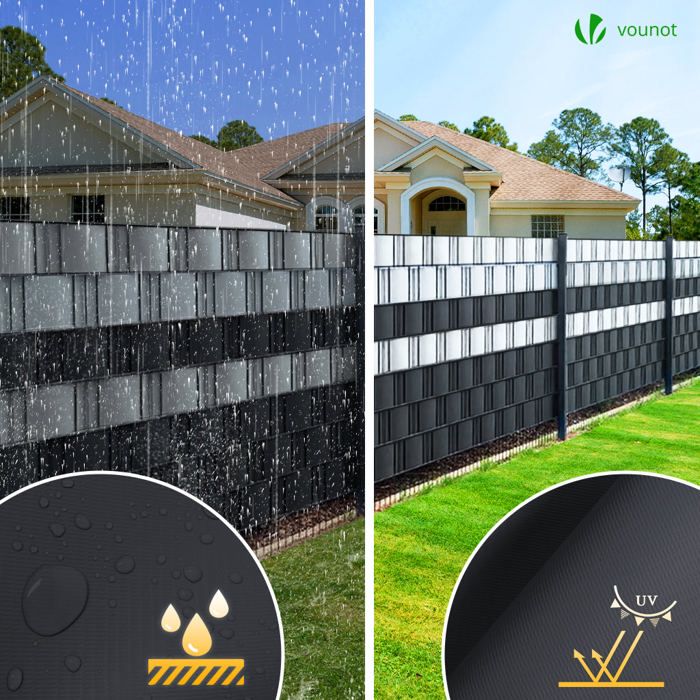 VOUNOT® Brise vue occultant PVC 450g/m2 19cm x 70m Noir - Cdiscount Jardin