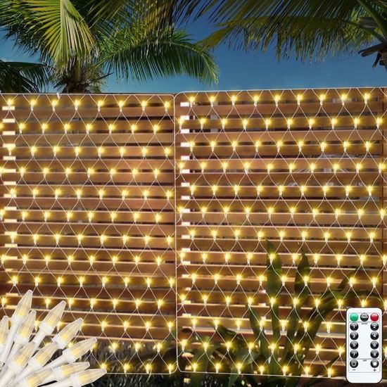 Filet lumineux d'extérieur - Guirlande lumineuse - 15 x 15 m - Avec ...
