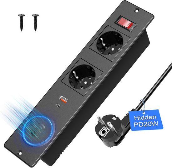 Prise Encastrable Plan de Travail, Multiprise Encastrable avec Chargeur ...
