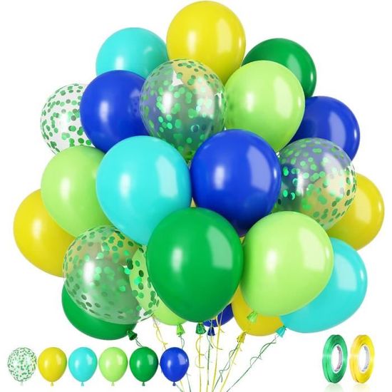 Ballons Verts Et Bleus, 60 Pcs 12 Pouces Bleu Marine Teal Ballons En ...