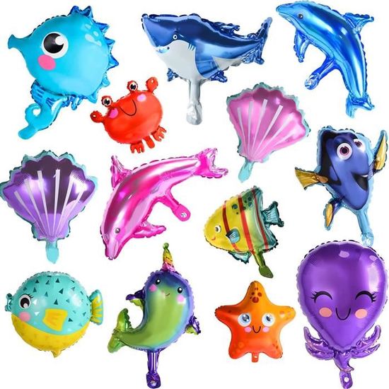 Mer Animal Ballons, 13 Pièces Ballon de Poisson, Ballons Gonflables en ...