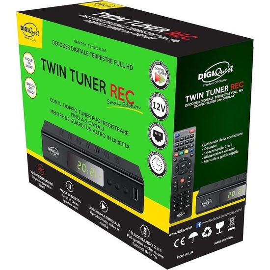 Récepteur TNT HD - GENERIC - Digiquest Twin Tuner Rec - DVB-T2 HEVC H ...