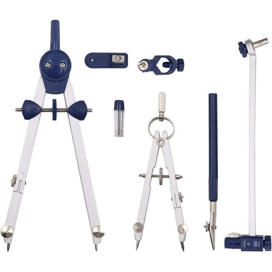 Lot de 7 compas de dessin de précision réglables pour l'école et le ...