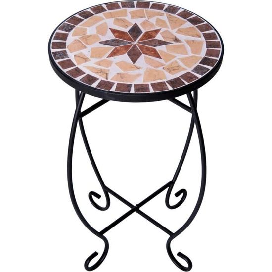 Table de Jardin terrasse mosaïque Tabouret Fleurs Rond Petit Balcon ...