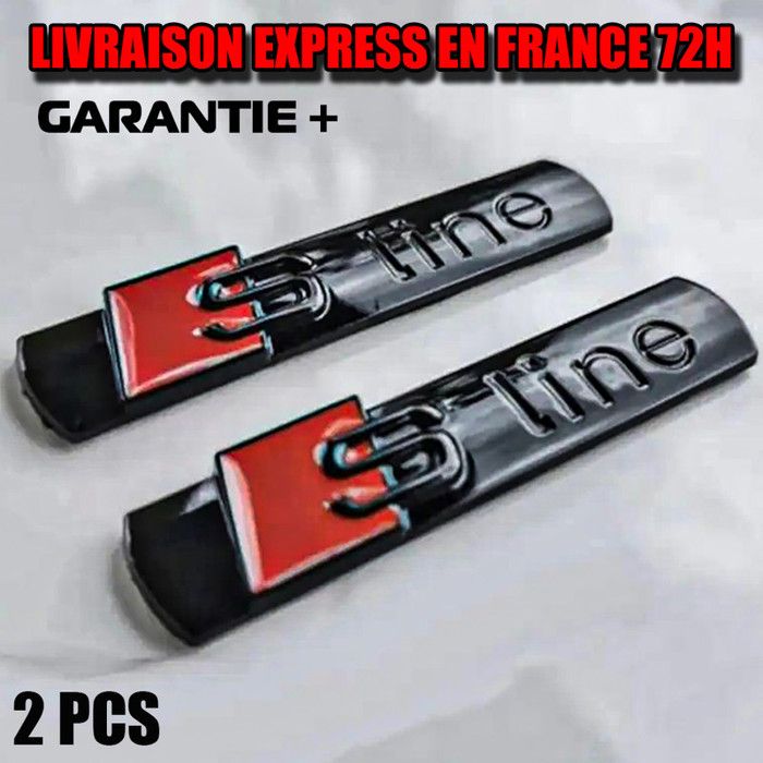 Embleme 2PCS Logo badge de AUDI sline noir BRILLANT - Cdiscount Auto