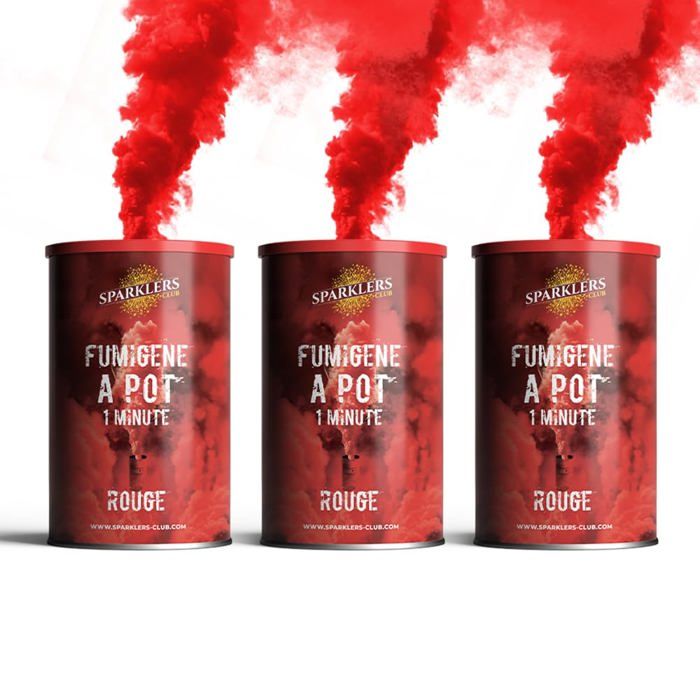 Lot de 3 Fumigènes en Pot 1 MINUTE couleur Rouge - Allumage à mèche ...