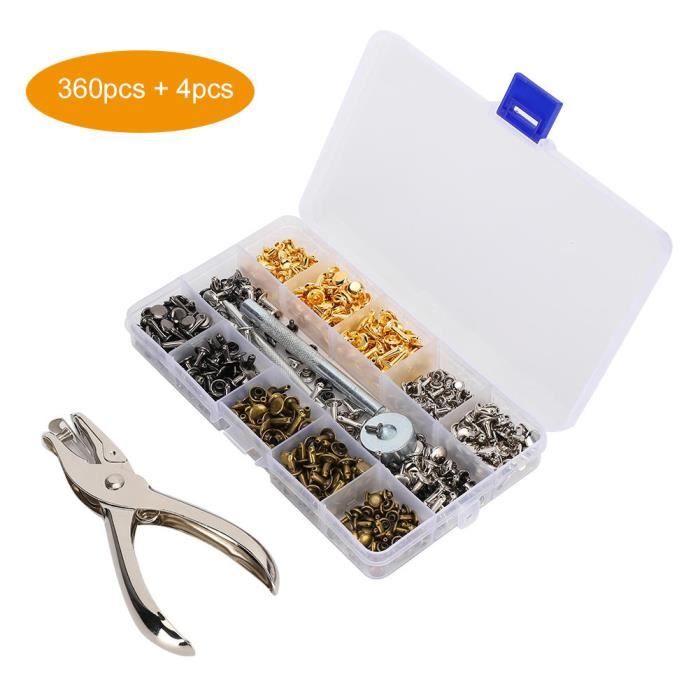 ARAMOX Double Sided Rivet 360Pcs Double Cap Rivet Set + 4Pcs Tool Set ...