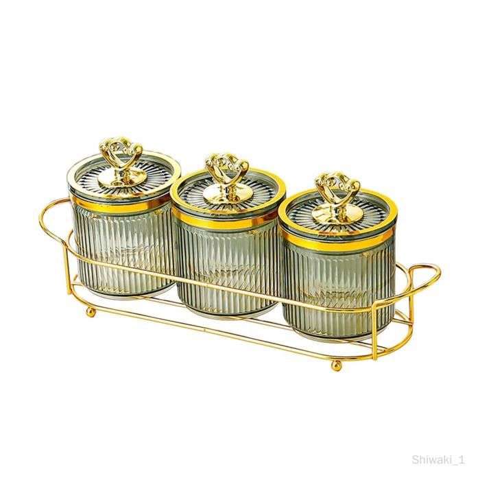 Plateau de fruits secs de luxe avec couvercle, pots à épices de cuisine ...