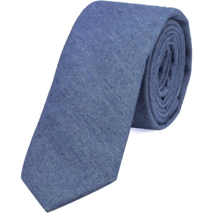 Fine Cravate De Coton Tweed Pour Hommes 6 Cm[J1497] Jeans - Bleu ...