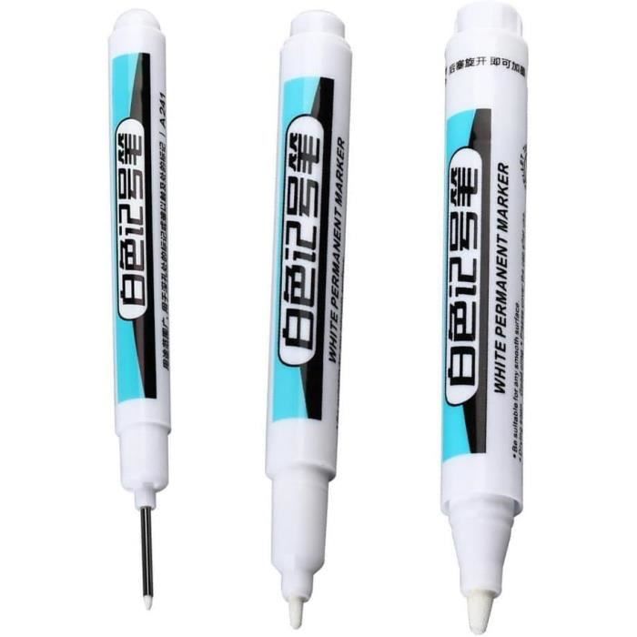 1 marqueur blanc pour bois, roche, plastique, cuir, verre, pierre ...
