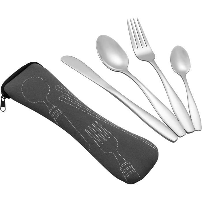 Ensemble de 4 Couverts de Camping, Couverts Voyage Inox[343 ...