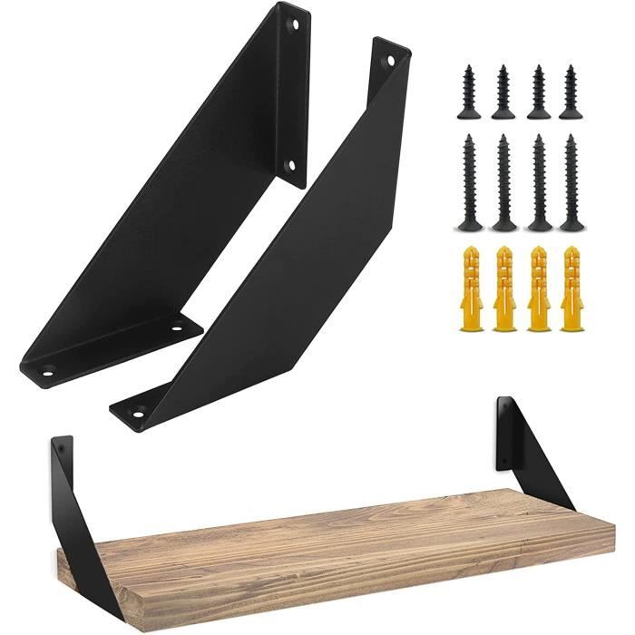 2 Pièces Equerre Etagere Murale Noire, Robuste Support Equerre Metal ...