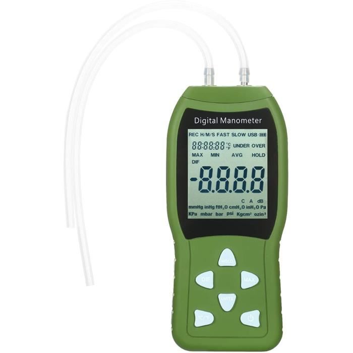 MANOMETRE Doneioe Manomètre Indicateur de pression d'air numérique 12 unités Manomètre différ736 ...