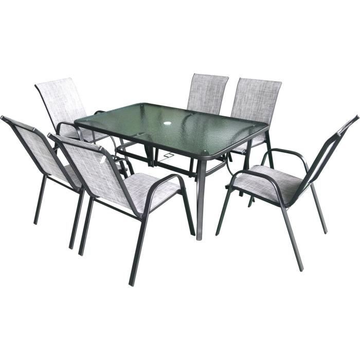 Ensemble table et chaises de jardin avec 6 chaises extérieures Palma ...