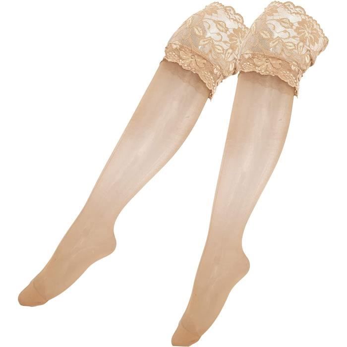 Collant bas à cuisse en dentelle sexy multi-couleurs opaque pour femme ...