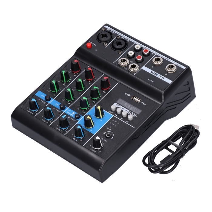 Mixeur Audio USB - Pwshymi - F4A - 4 Canaux - 3 Bandes EQ - Contrôle de ...