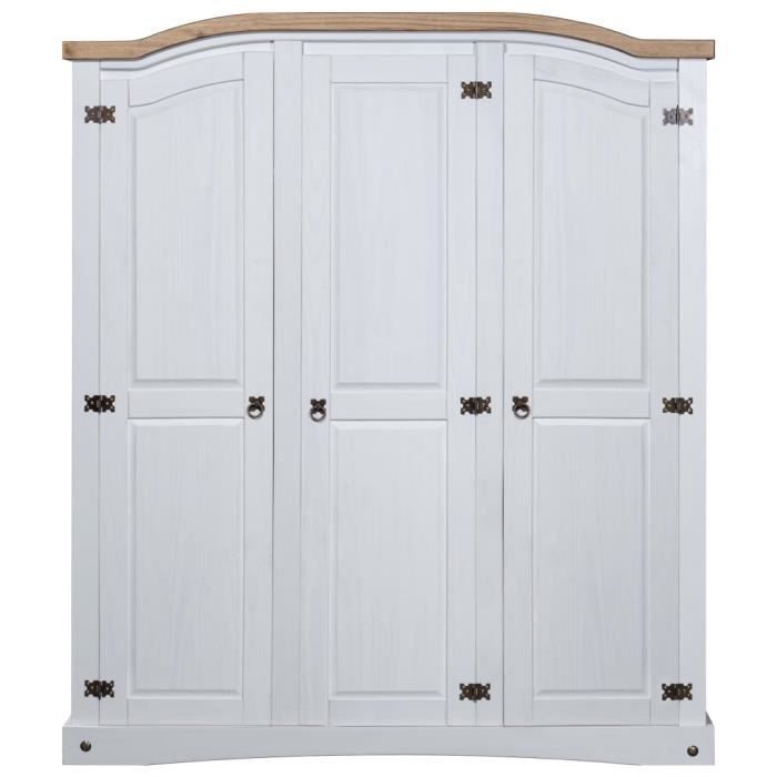 Garde-robe avec 3 portes Gamme Corona pin mexicain Blanc - SALALIS ...