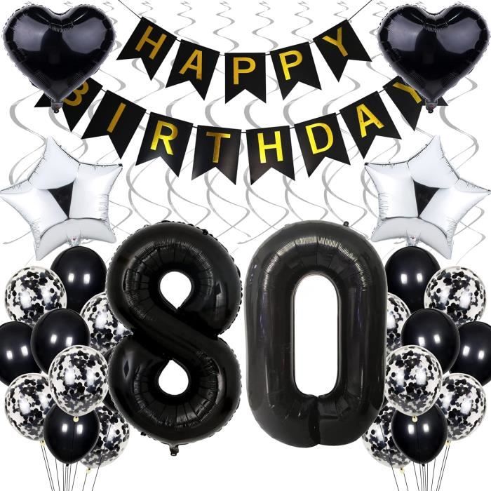 Décoration Ballon 80E Anniversaire, Anniversaire Noir 80 Ans Hommes ...