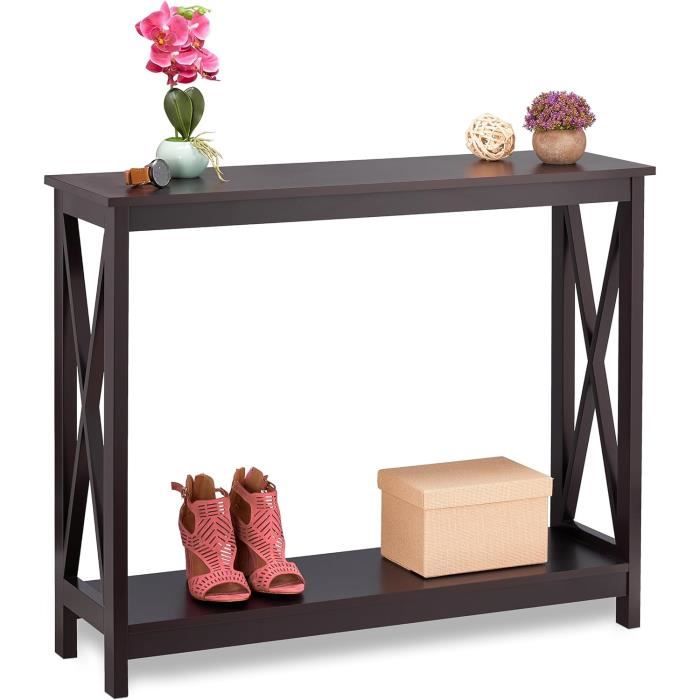 Table Console 2 Niveaux, étroite, MDF, H x L x P : 80 x 100 x 30 cm ...