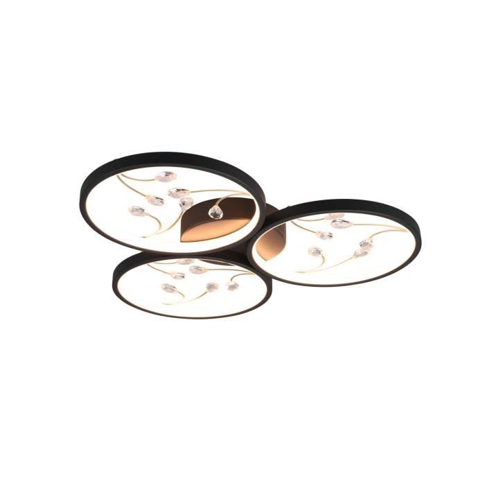Plafonnier LED - TRIO - Groovy - 3 Cercles - Noir - 30W - Réglage d ...
