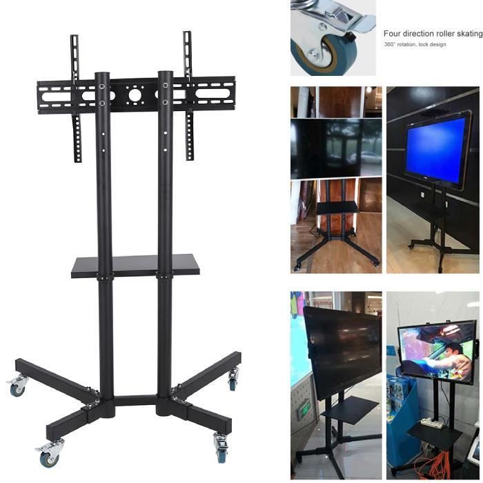 Chariot Meuble TV avec Roulette Support Télé Pied Pivotant pour Ecran ...