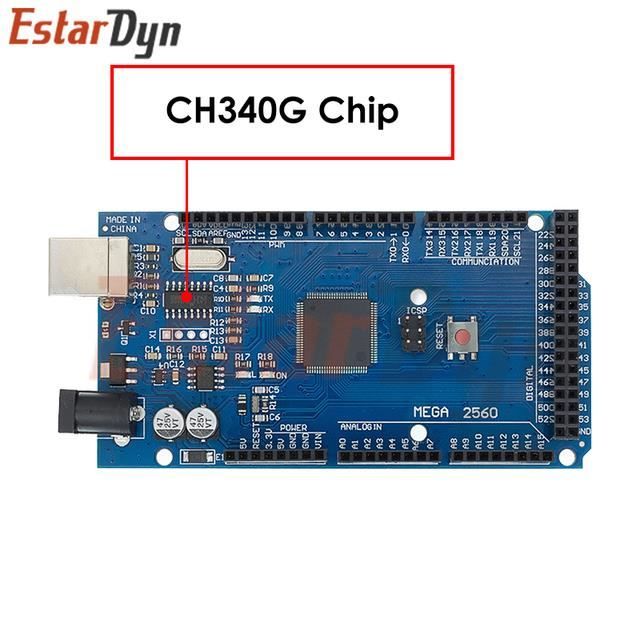 Circuits intégrés,CH340G Blue--Carte Usb De Développement Mega2560 Pour Arduino, Mega 2560 R3 ...
